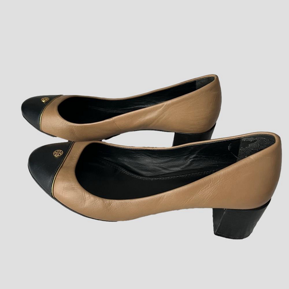 Tory Burch | Shoes | Tory Burch Tan And Black Two Tone Leather Pumps ...